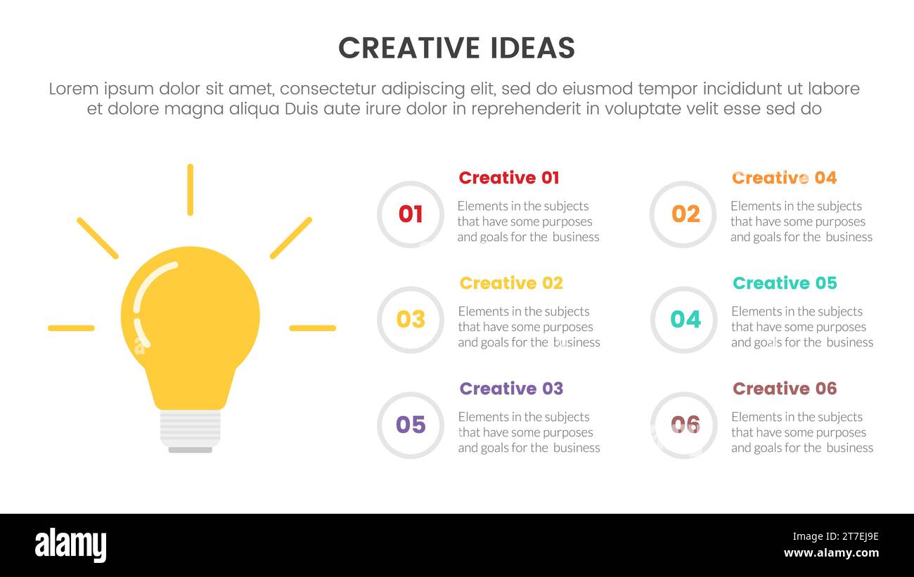 creative idea concept infographic 6 point stage template with lightbulb ...