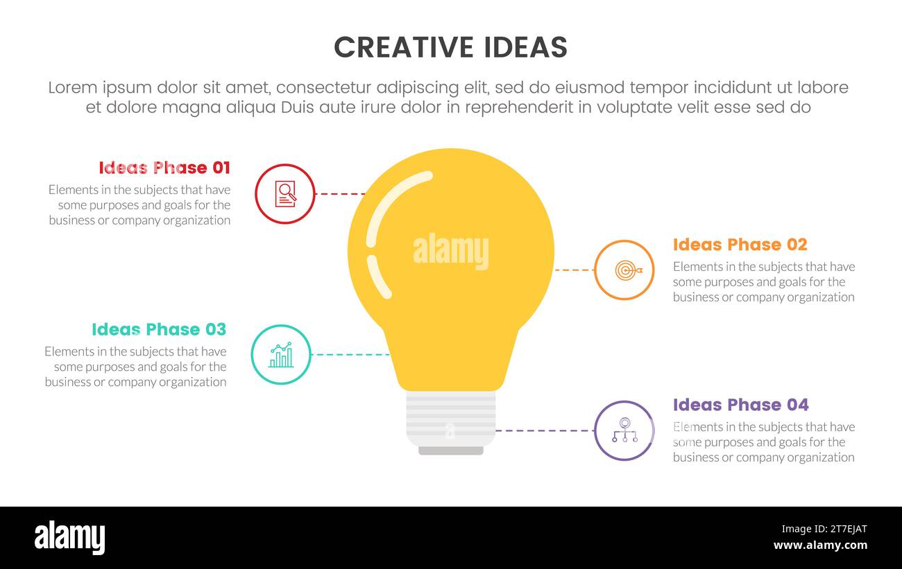 creative idea concept infographic 4 point stage template with lightbulb ...
