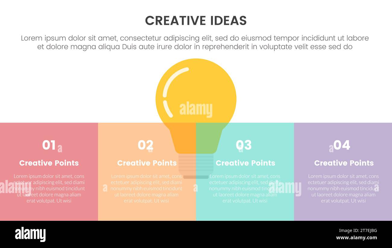 creative idea concept infographic 4 point stage template with lightbulb ...