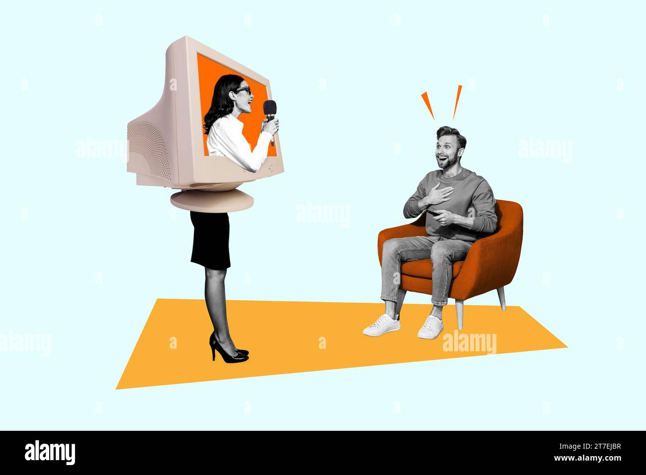 Creative artwork image picture collage poster of journalist woman from ...