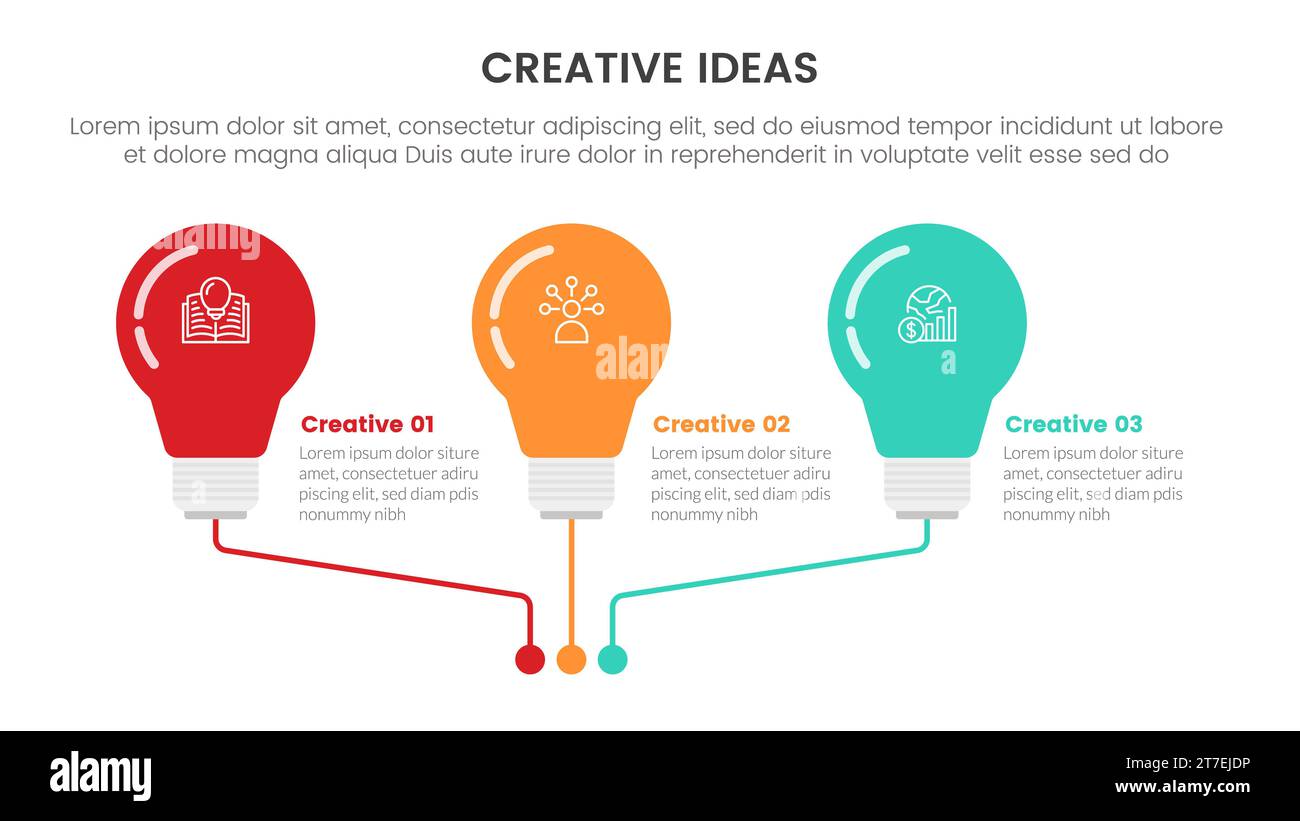 creative idea concept infographic 3 point stage template with lightbulb ...