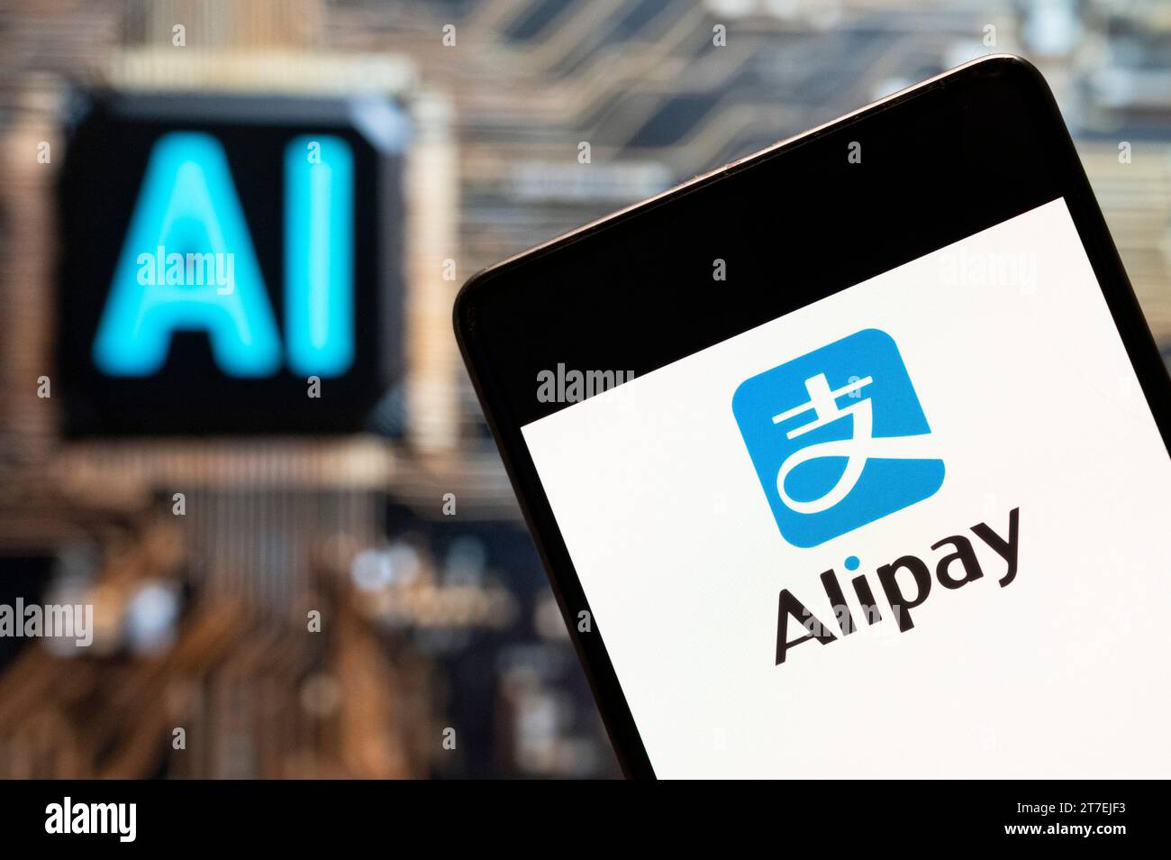 In this photo illustration, the Chinese online payment platform owned by Alibaba Group, Alipay ...