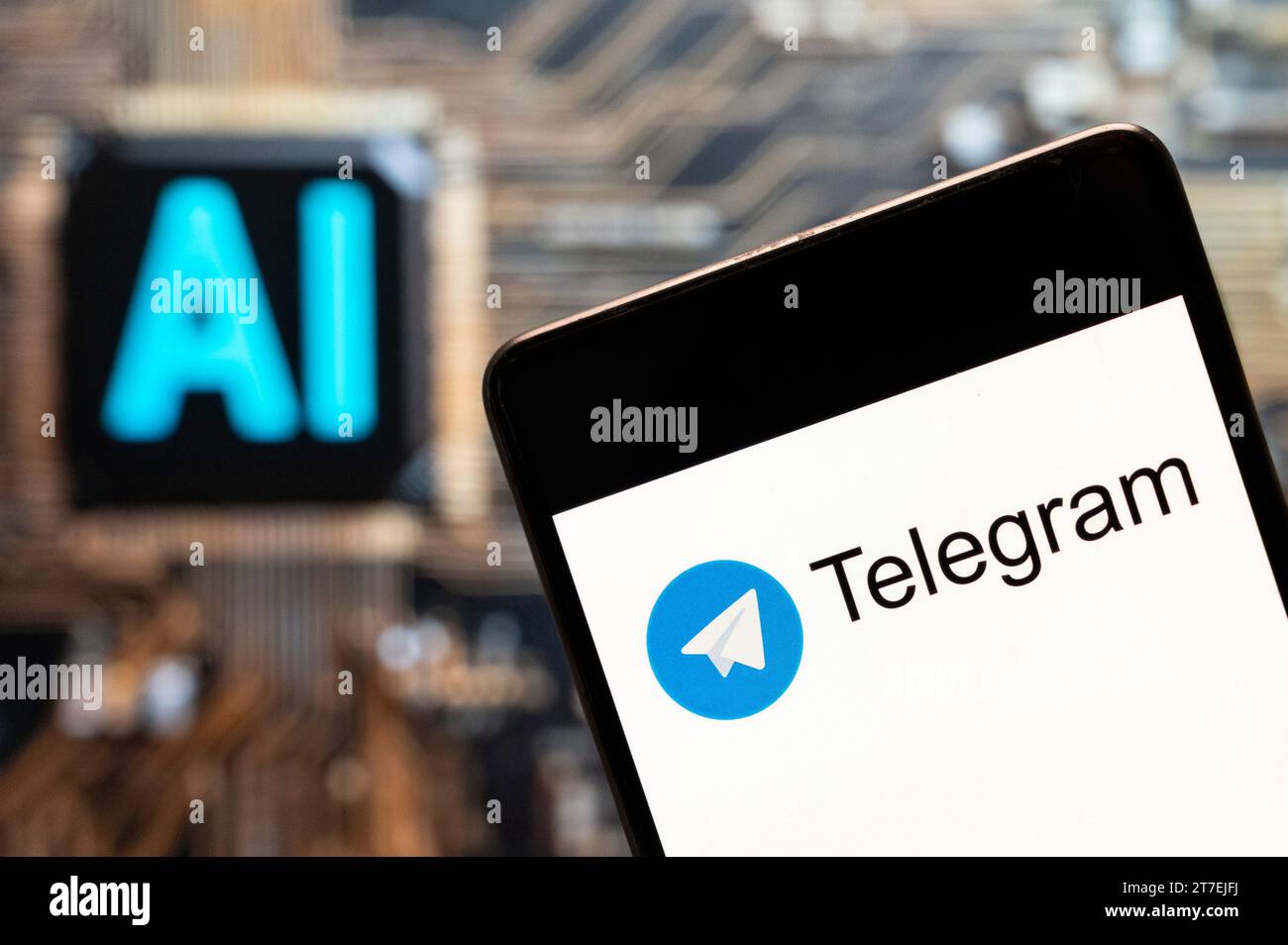 In this photo illustration, the cloud-based instant messaging Telegram ...