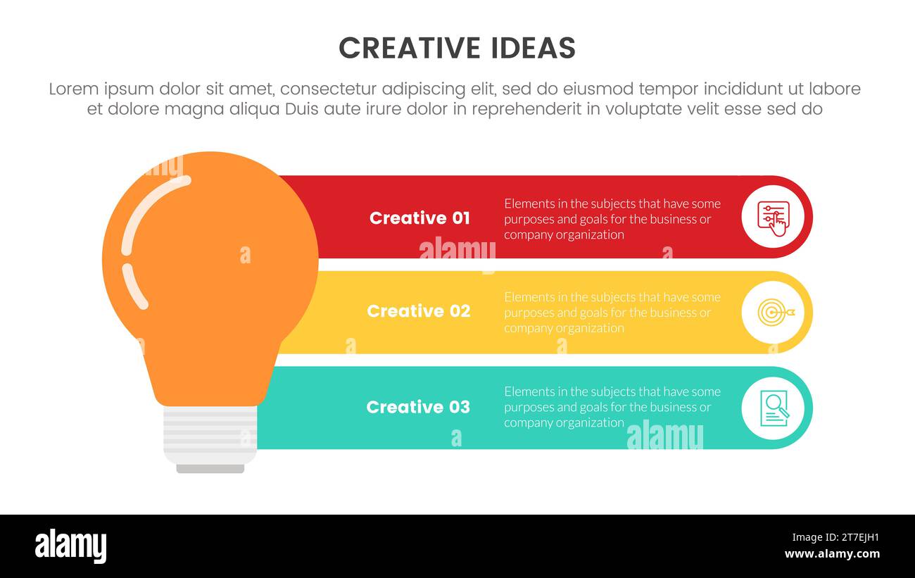 creative idea concept infographic 3 point stage template with ligthbulb ...