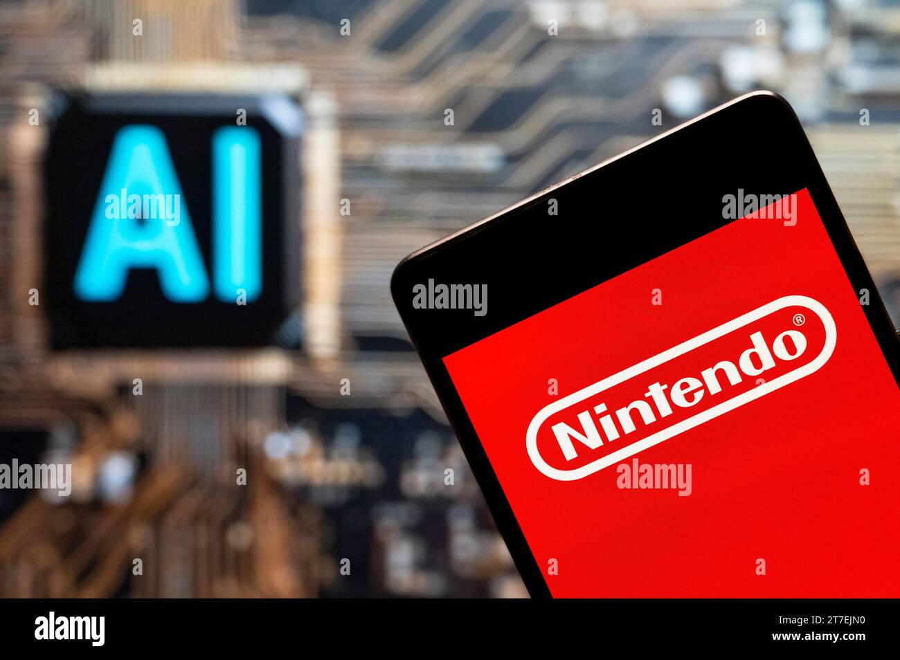 In this photo illustration, the Japanese multinational video gaming ...