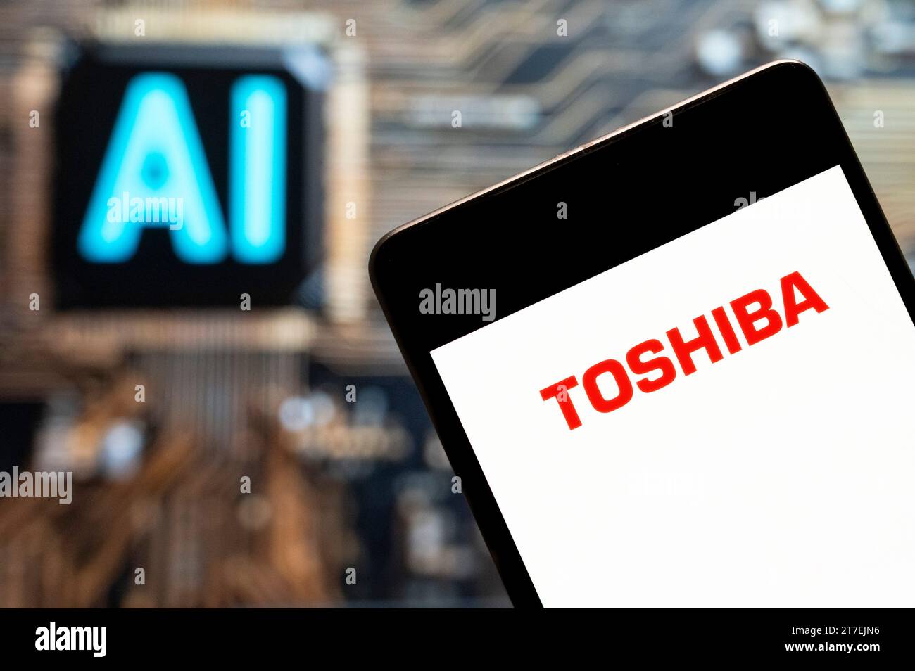 In this photo illustration, the Japanese multinational electronics ...