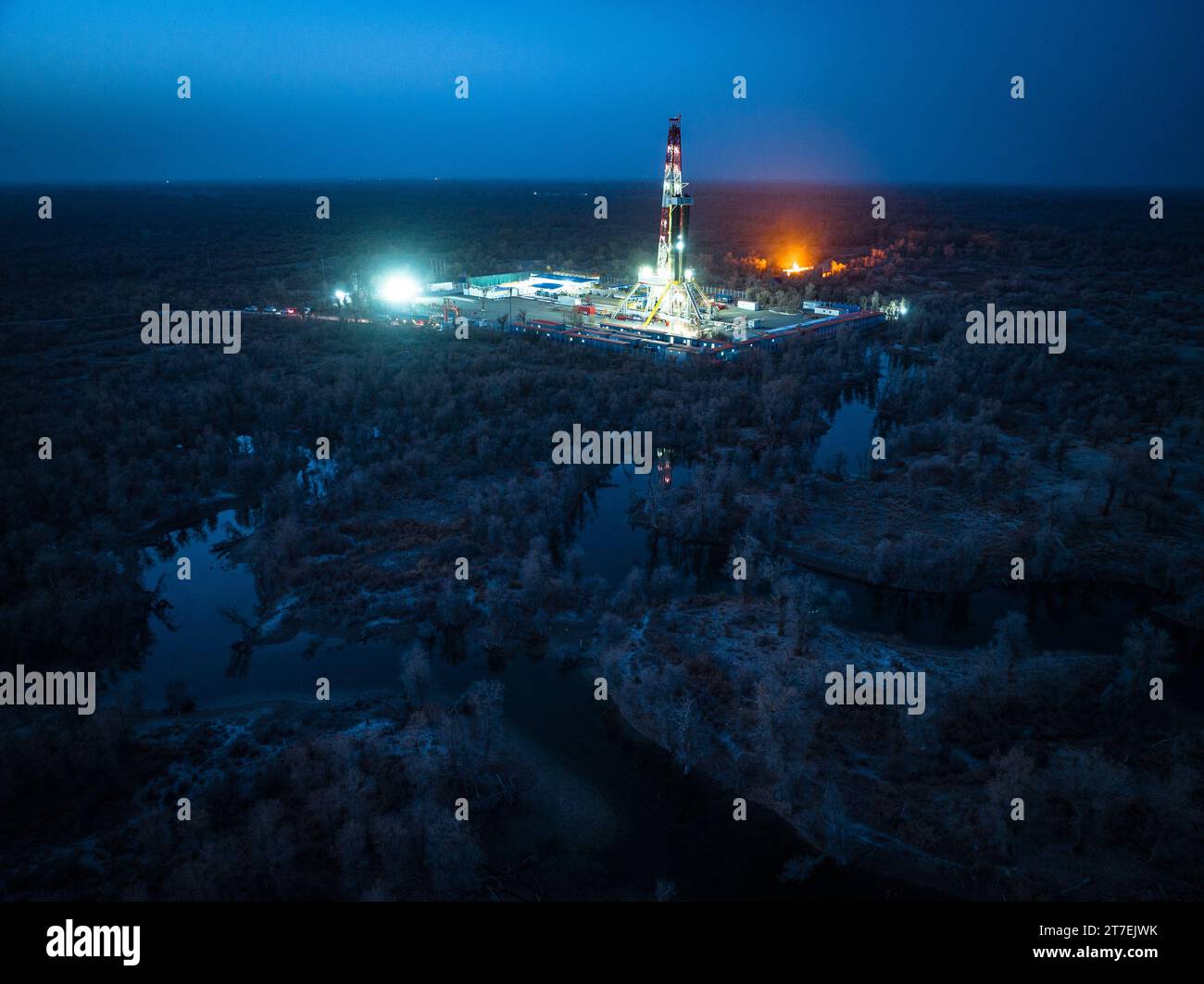 Kuqa. 15th Nov, 2023. This aerial photo taken on Nov. 15, 2023 shows ...