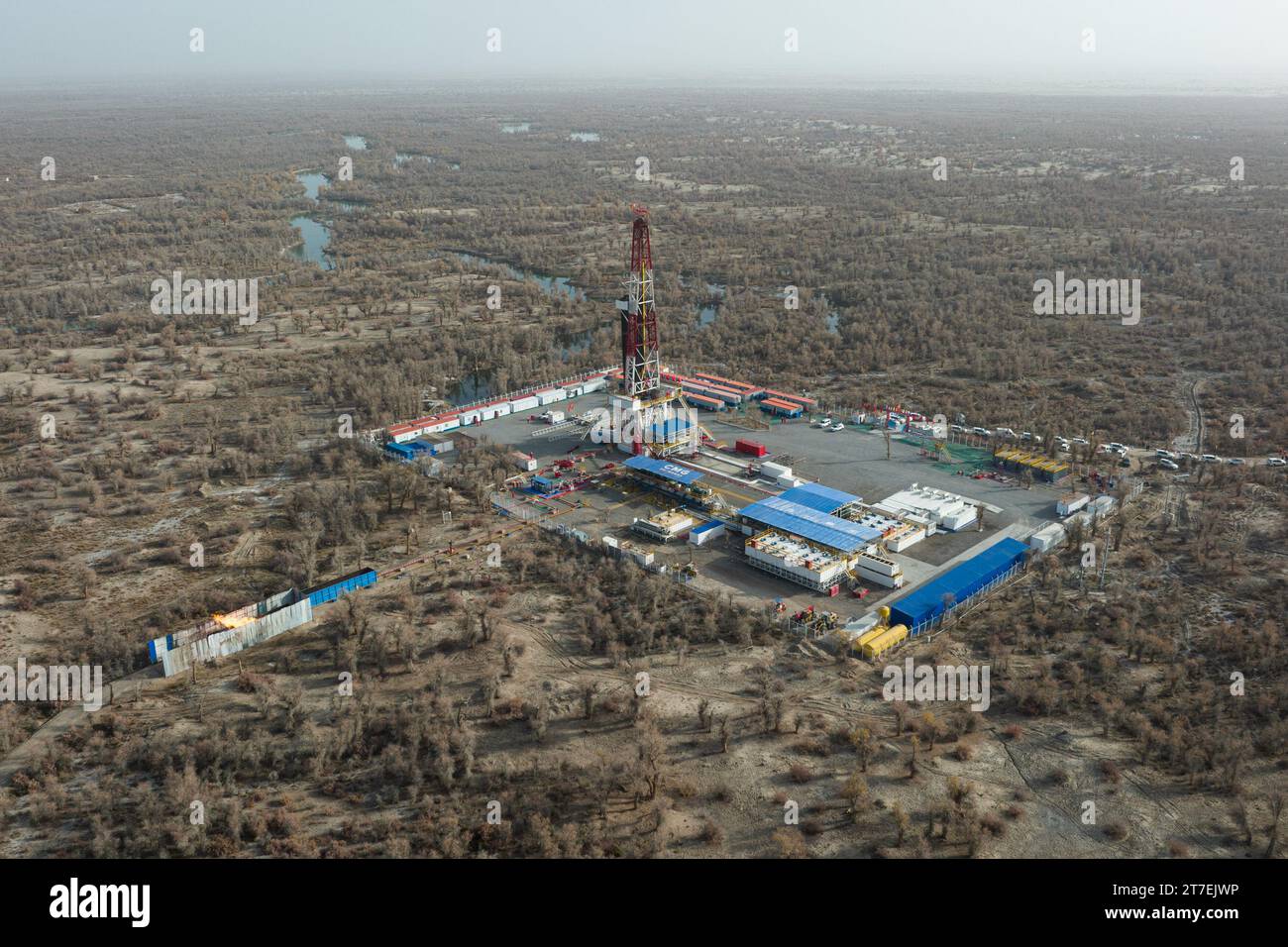 Kuqa. 15th Nov, 2023. This aerial photo taken on Nov. 15, 2023 shows ...