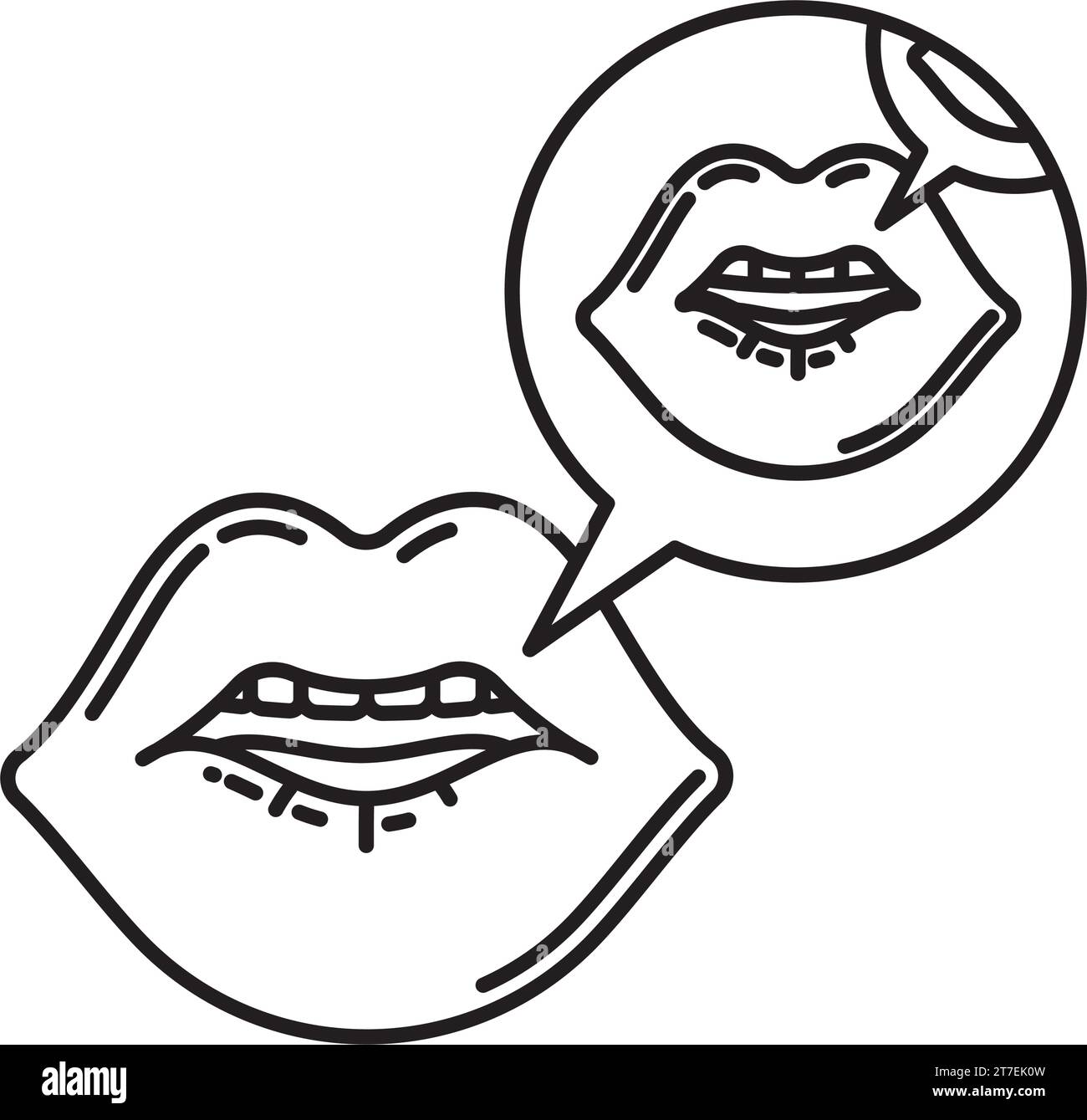 Repeated mouth with speech bubble vector line icon for International ...