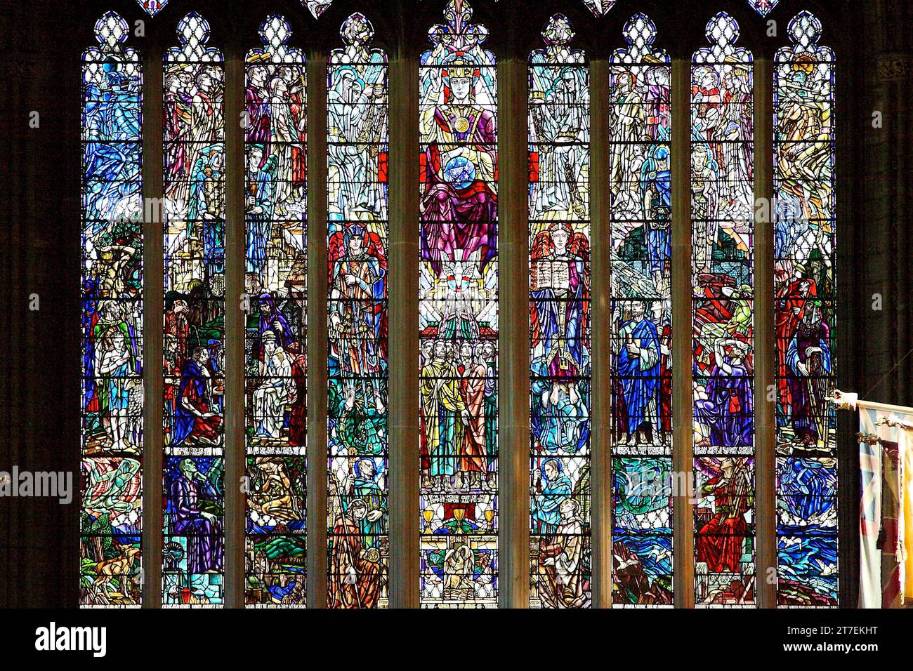 several stained glass church windows depicting various holy figures ...