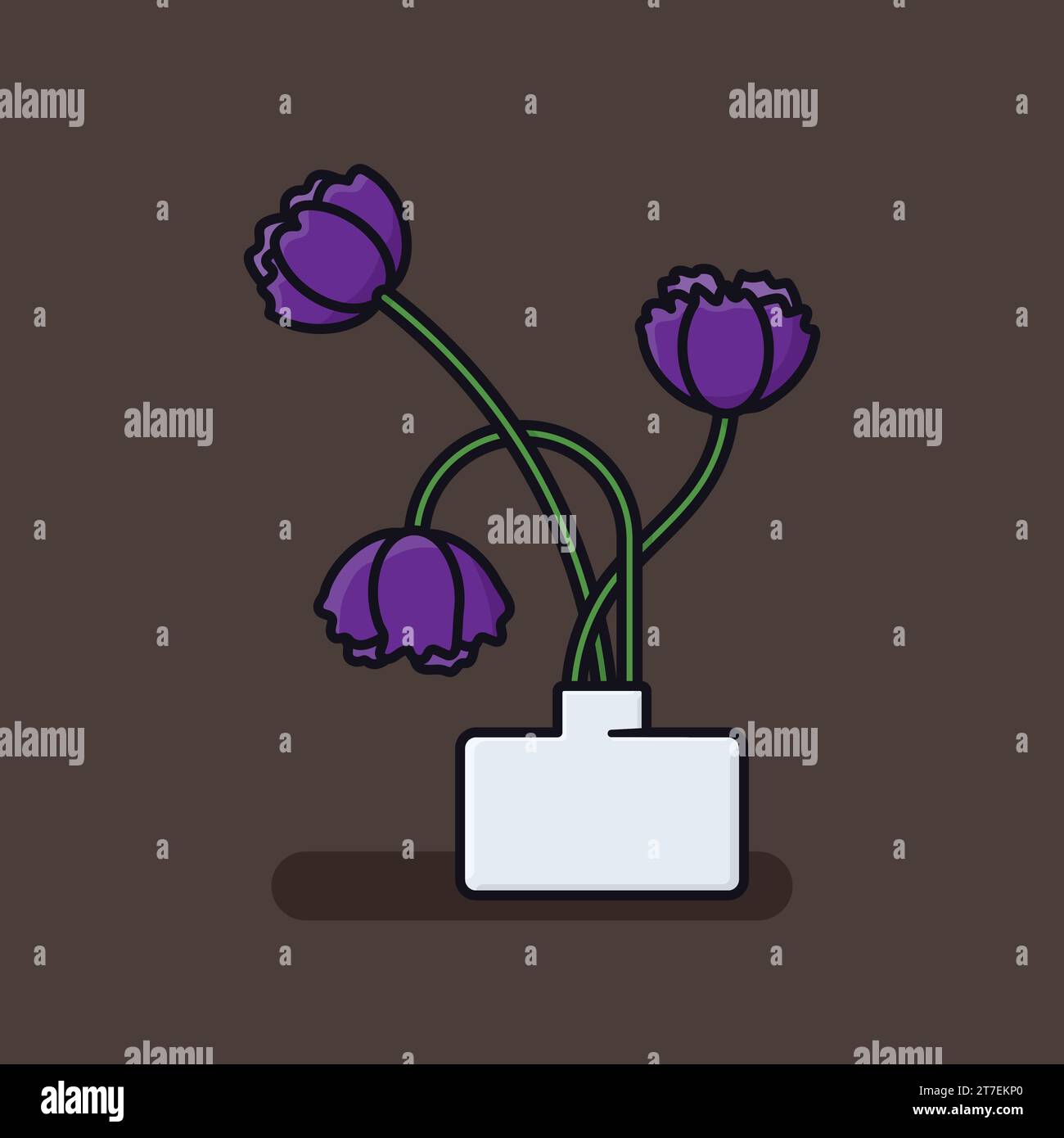 purple tulips in white vase vector illustration for National Floral ...