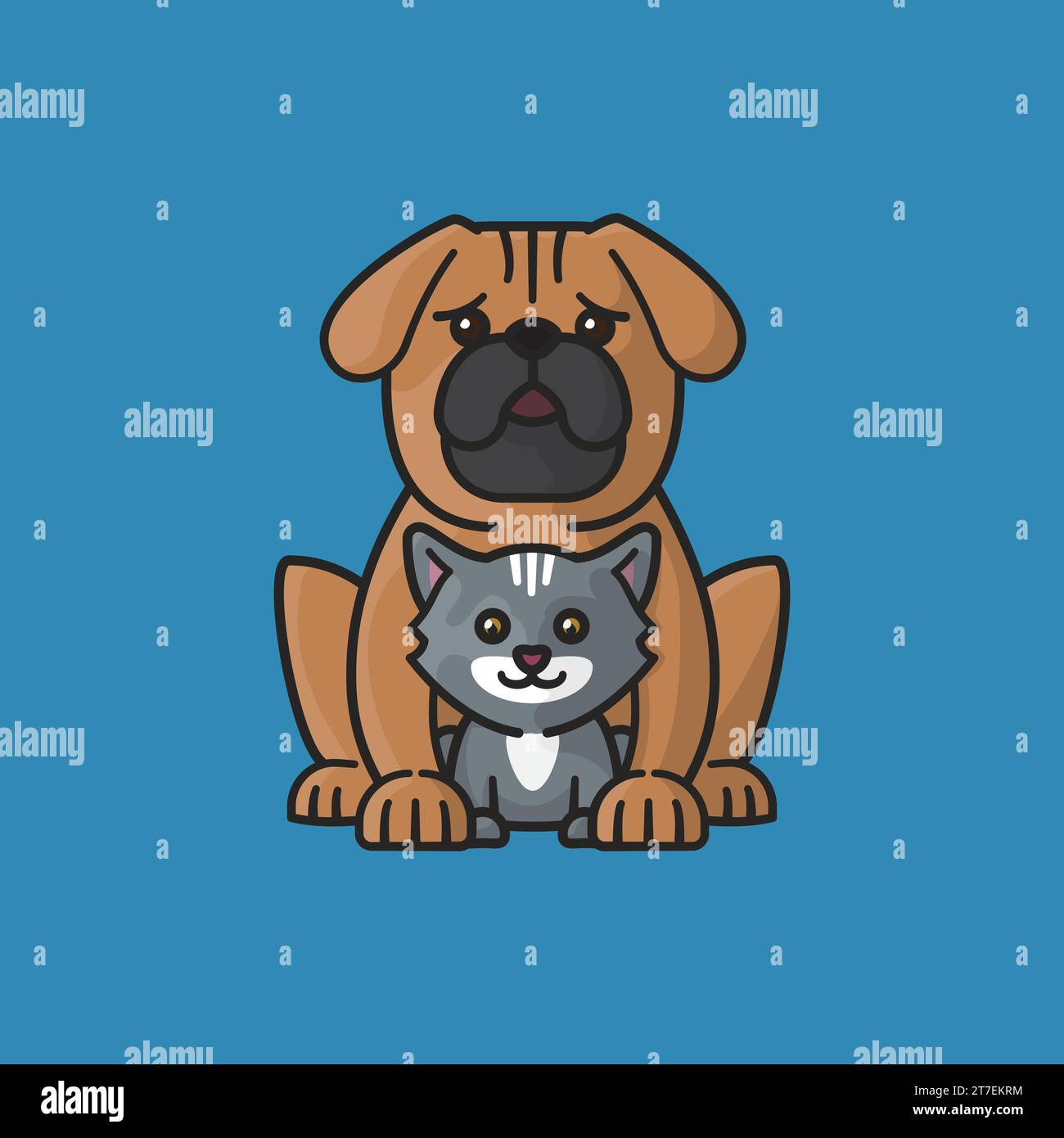 Large dog and small cat vector illustration for World Spay Day on ...