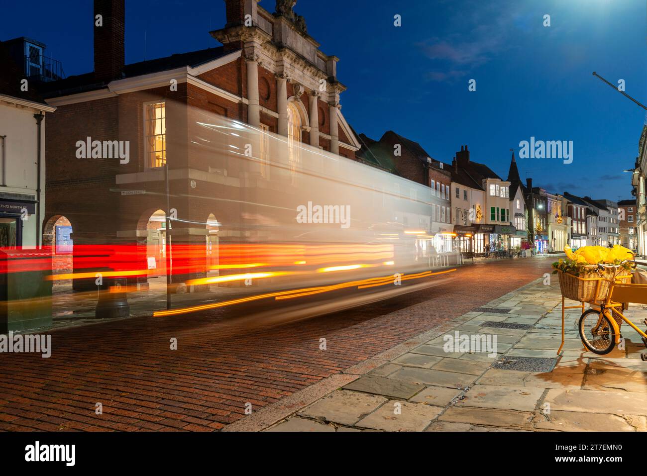 North Street in the centre of Chichester, West Sussex, UK, at night ...