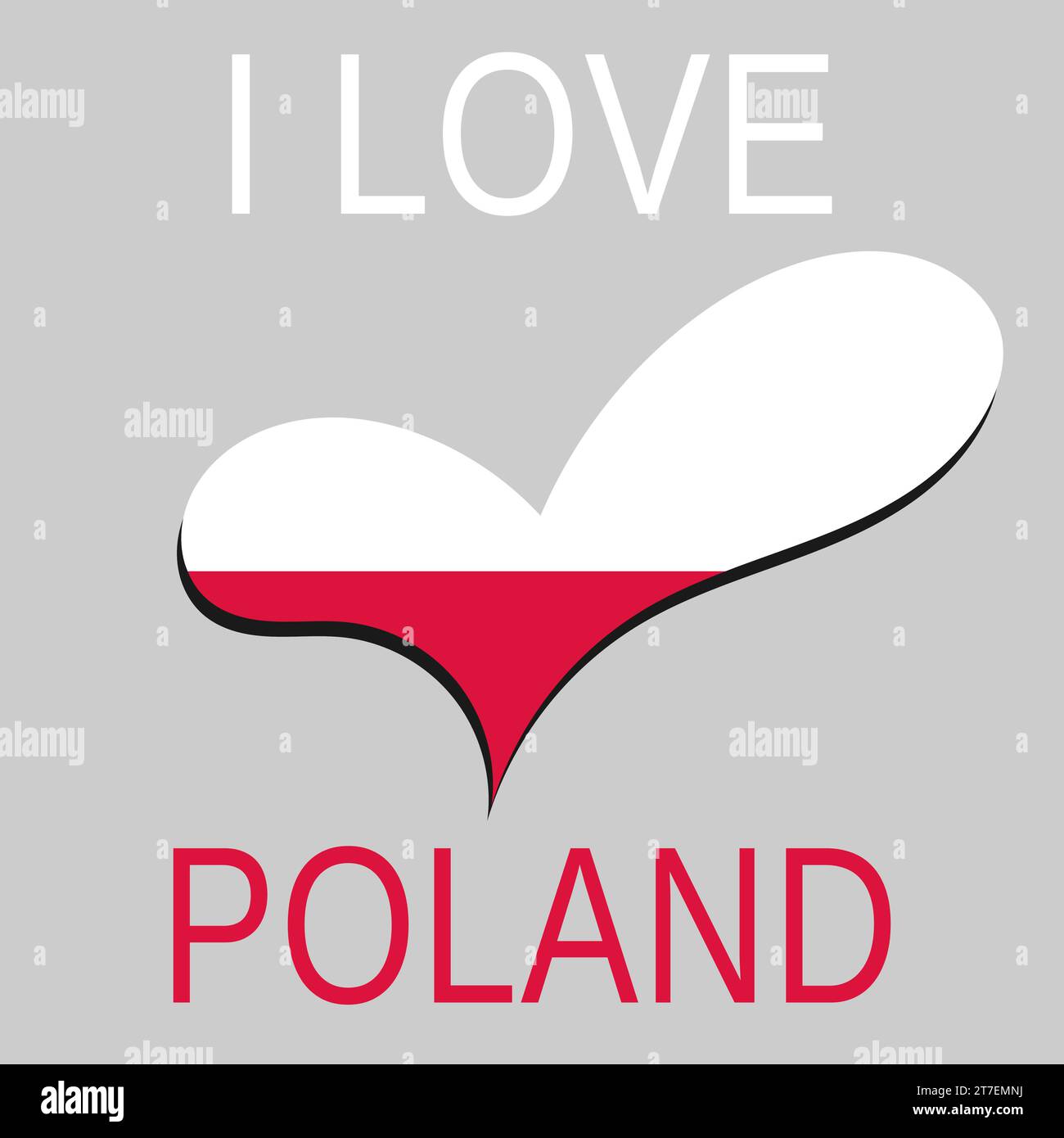 Flag of Poland in the shape of a heart. Phrase I love Poland. National ...