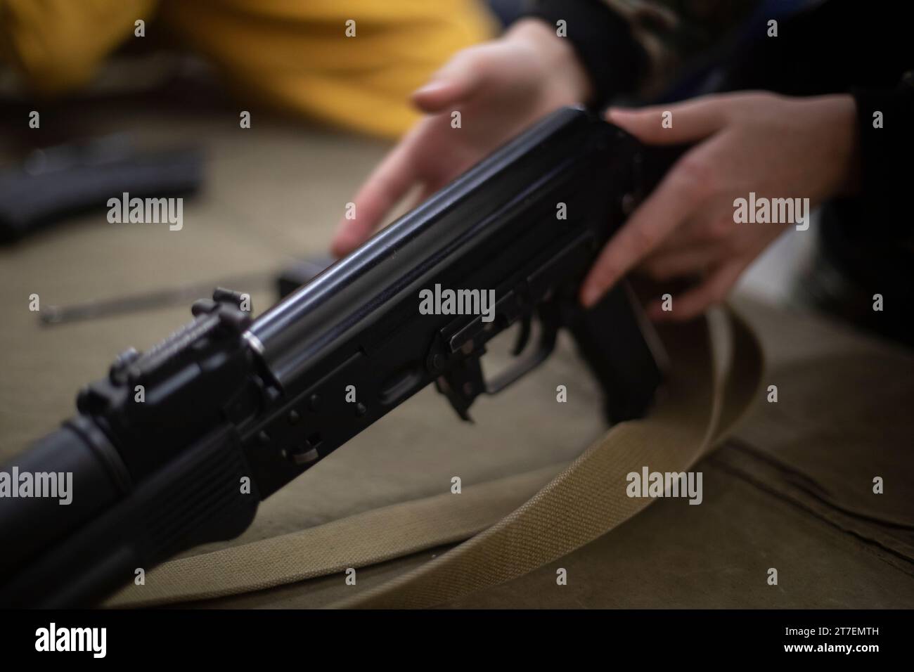 Military training in Russia. Weapon training. Automatic weapons in ...