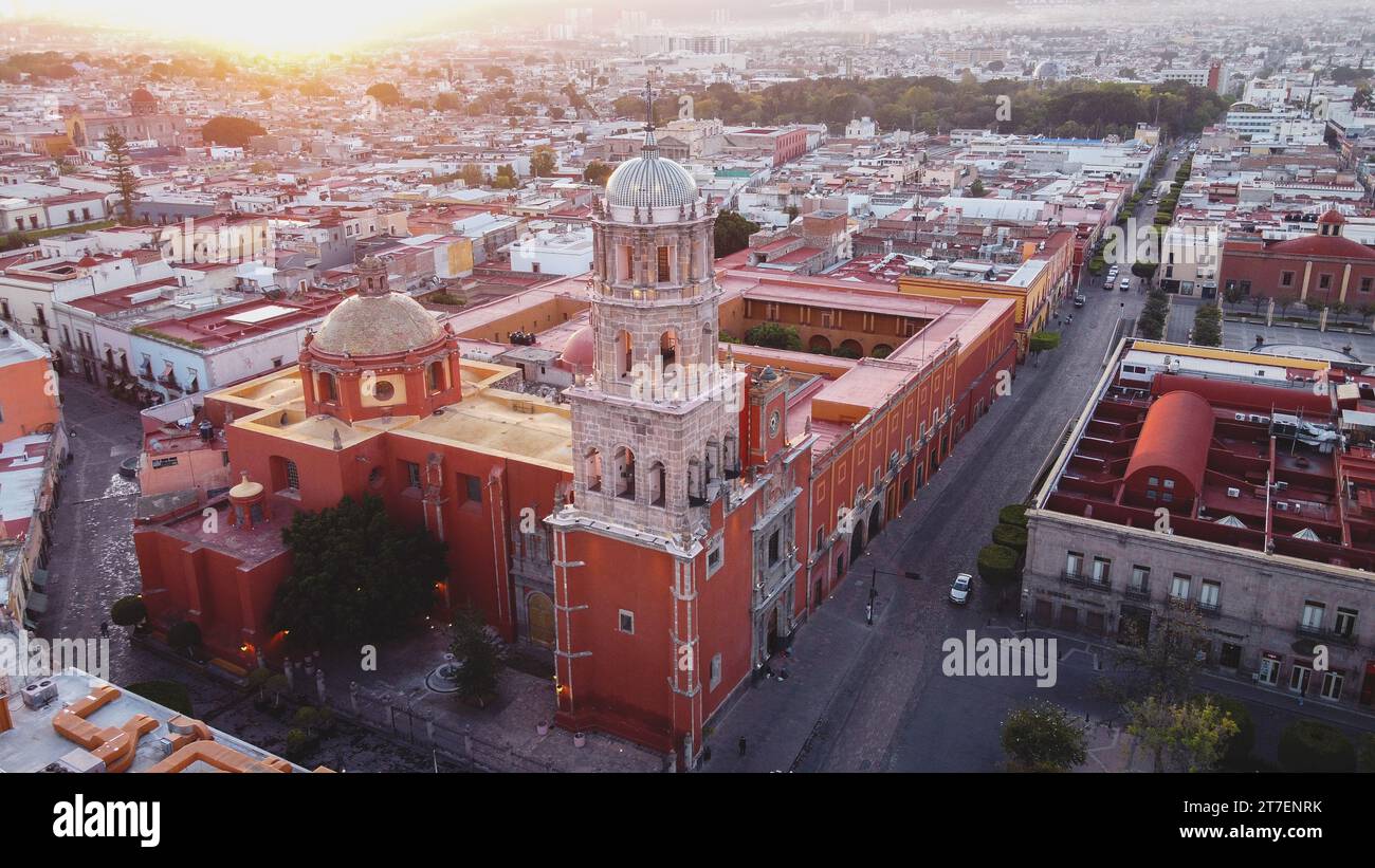 An aerial view of the Queretaro skyline at sunset. Mexico Stock Photo ...