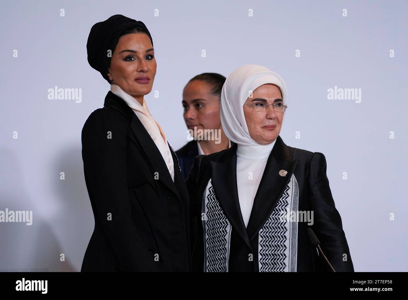 First Ladies of Qatar's Sheikha Moza Bint Nasser, left, and Turkey's ...