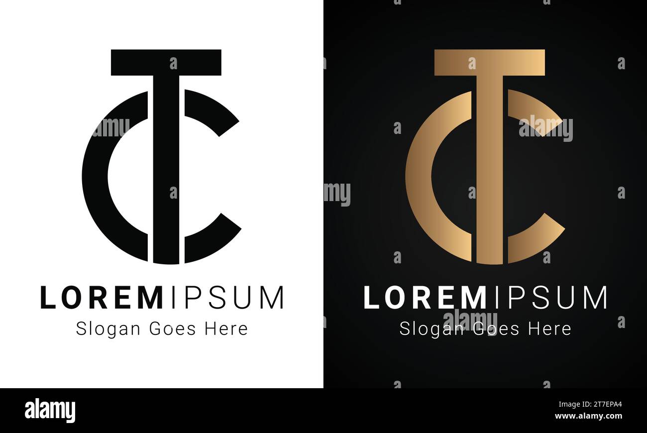 Luxury Initial TC or CT Monogram Text Letter Logo Design Stock Vector ...