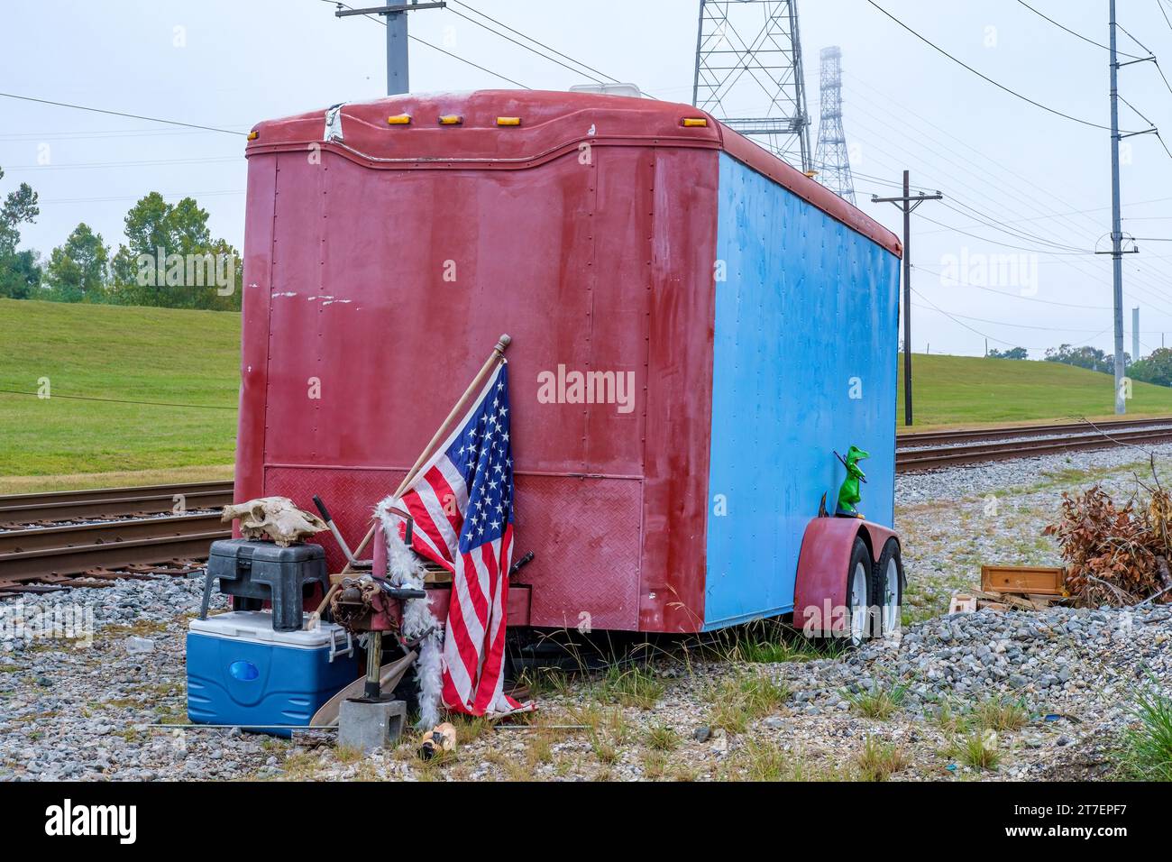 NEW ORLEANS, LA, USA - NOVEMBER 11, 2023: Painted trailer with American ...