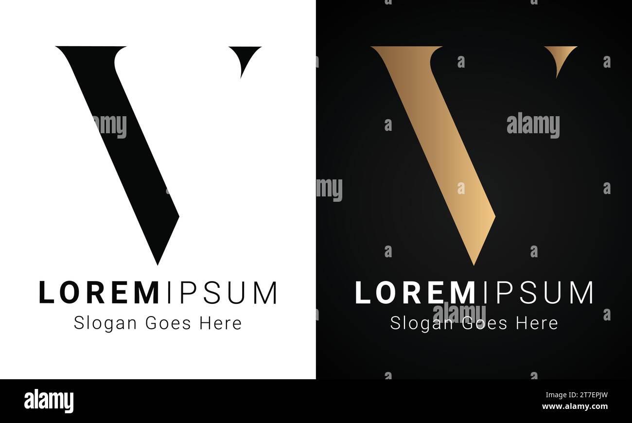 Luxury Initial V Monogram Text Letter Logo Design Stock Vector Image ...