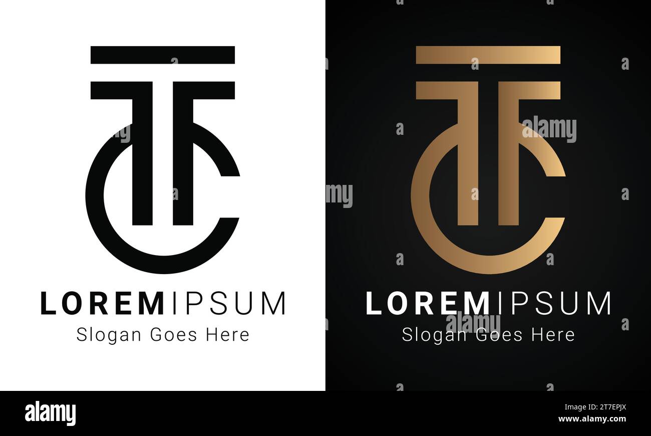 Luxury Initial TC or CT Monogram Text Letter Logo Design Stock Vector ...