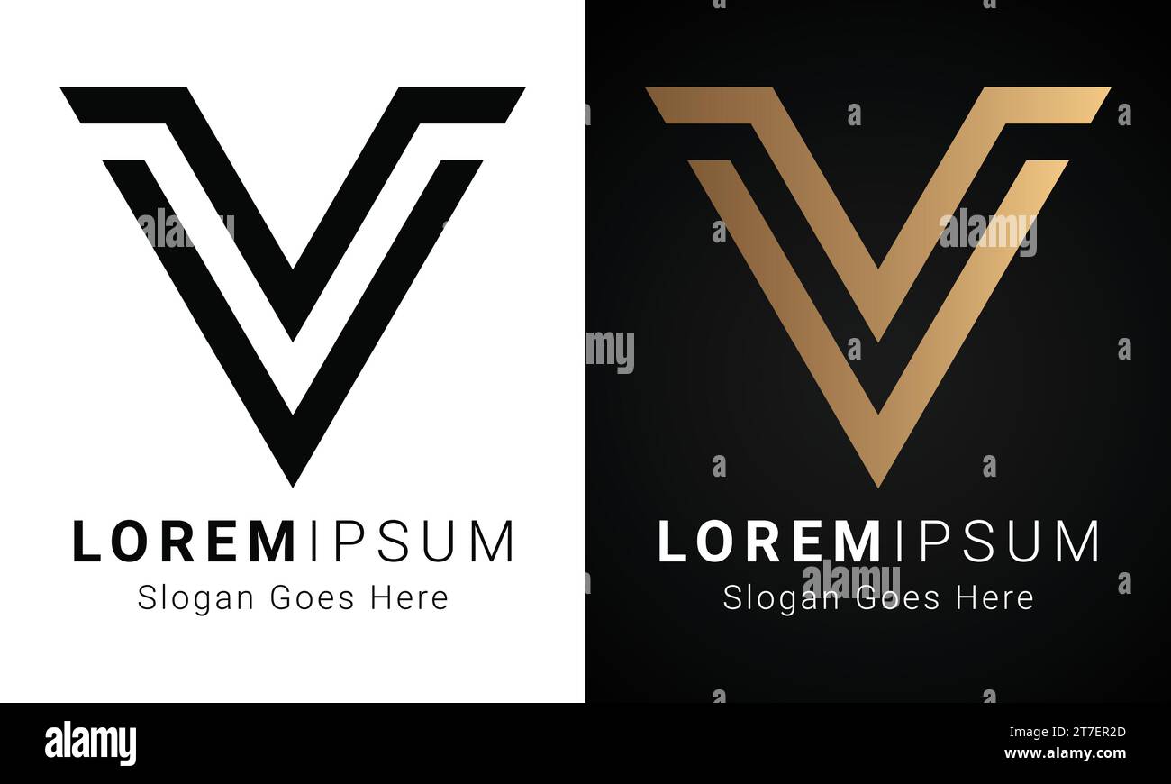 Luxury Initial V Monogram Text Letter Logo Design Stock Vector Image ...