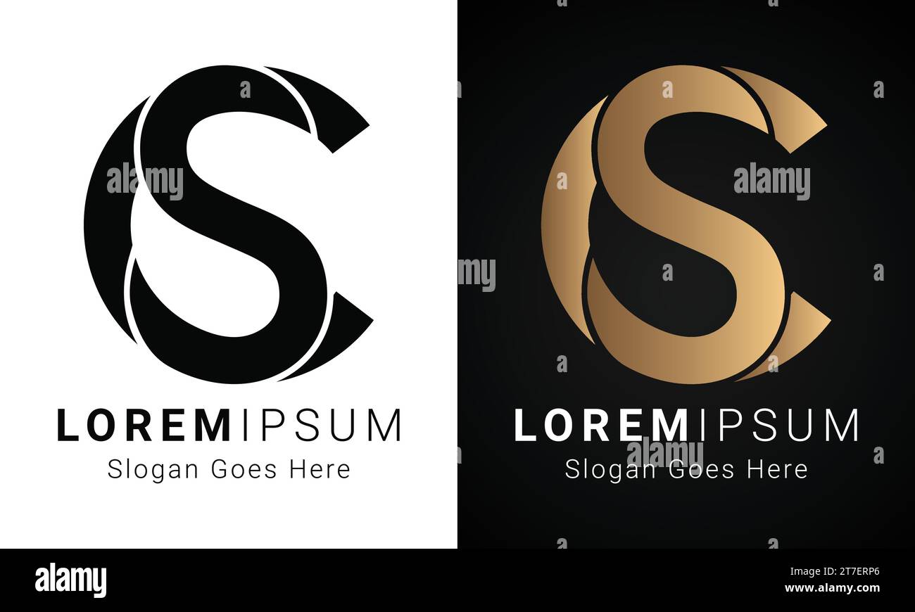 Luxury Initial SC or CS Monogram Text Letter Logo Design Stock Vector ...