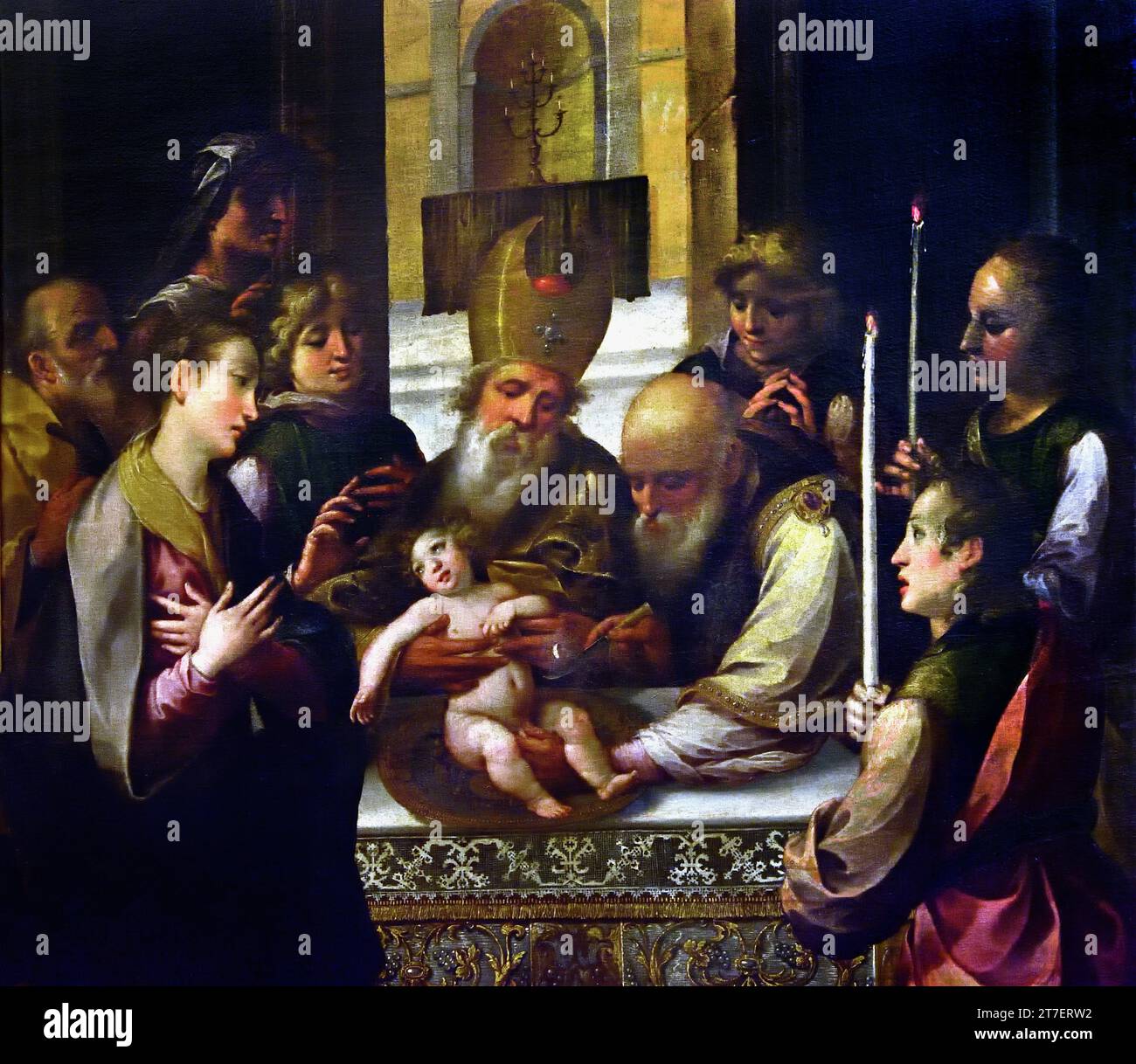 Circumcision the scene depicts the moment in which mary hi-res stock ...