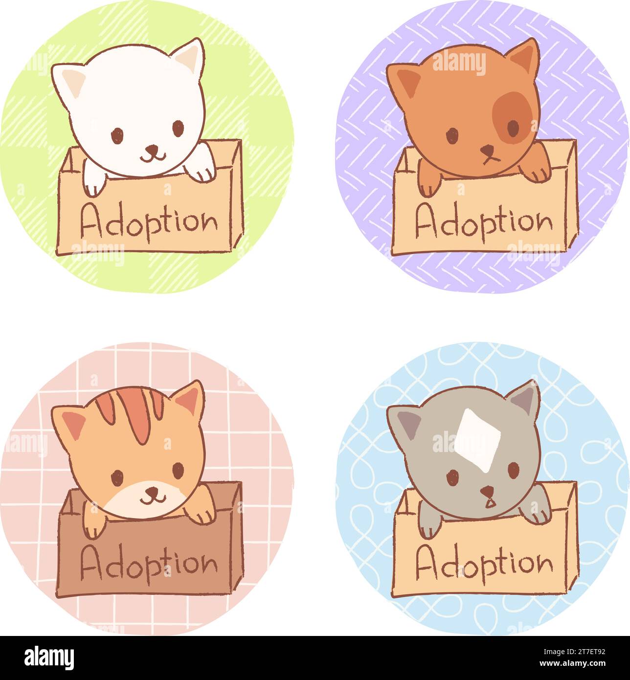 Kawaii cat set in the box. Pet adoption concept Stock Vector Image ...