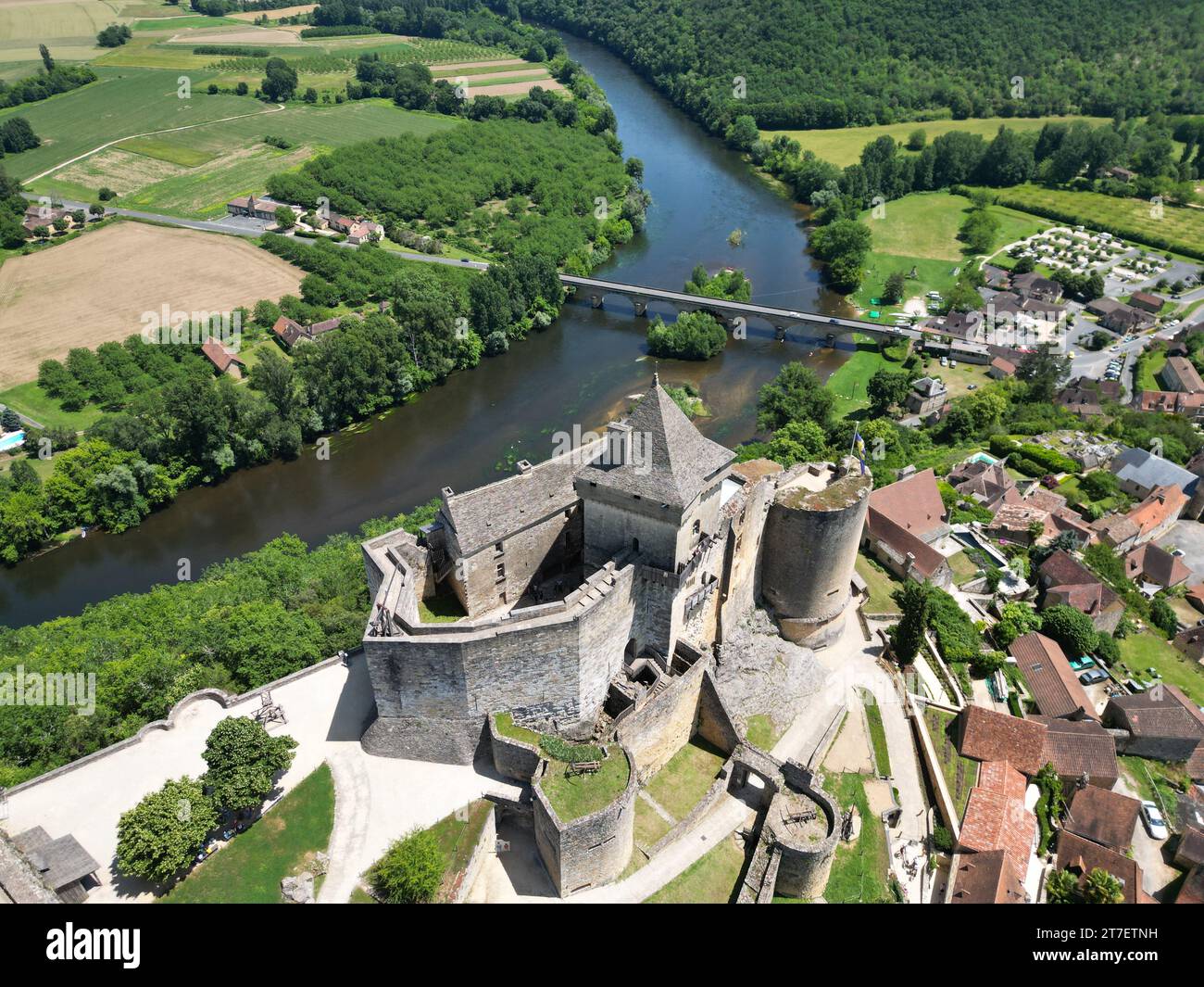 Castelnaud Dordogne France Overhead birds eye drone aerial view Stock ...