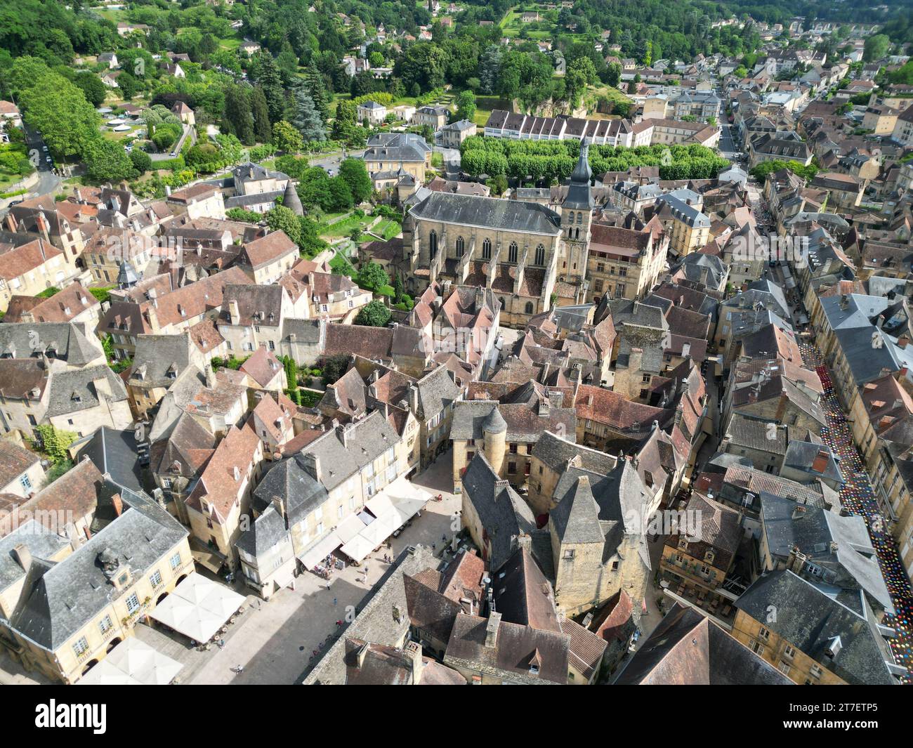 Cathedral of Saint-Sacerdos at Sarlat France drone,aerial Stock Photo ...