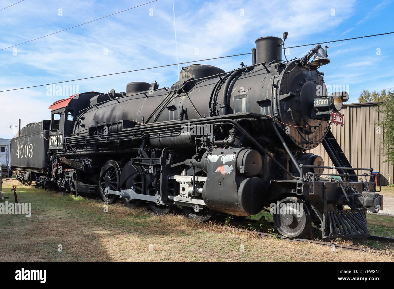 The vintage Frisco Railroad Steam Engine in Fort Smith, Arkansas Stock ...