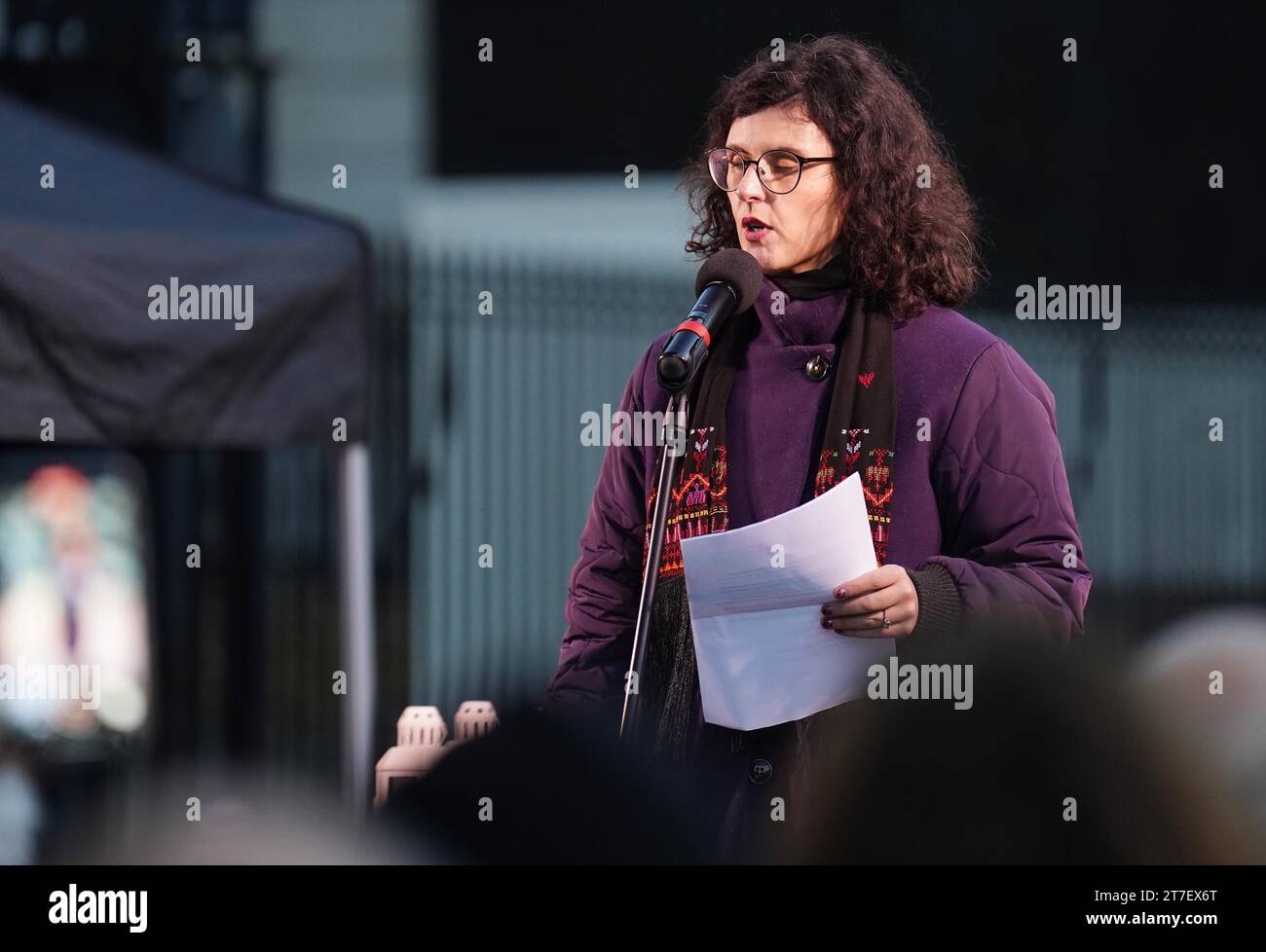 MP Layla Moran speaking at a Humanity Not Hatred Vigil, for civilians ...