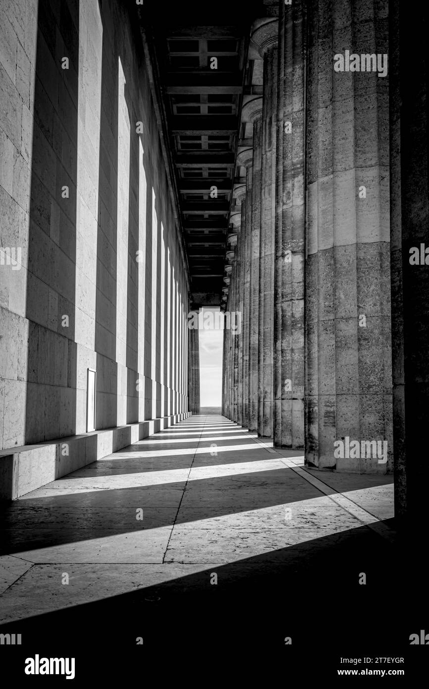 An architectural shot of a grand hallway, featuring multiple ornate ...
