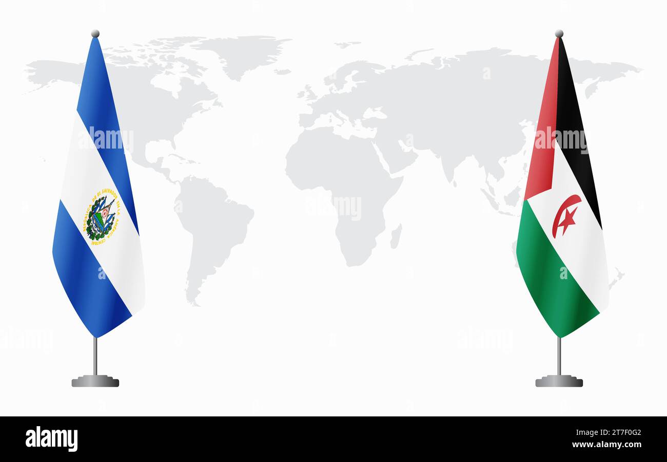 El Salvador and Sahrawi Arab Democratic Republic flags for official ...