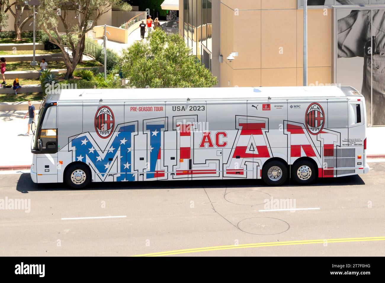 AC Milan tour bus usa 2023 parked in los angeles street Stock Photo - Alamy