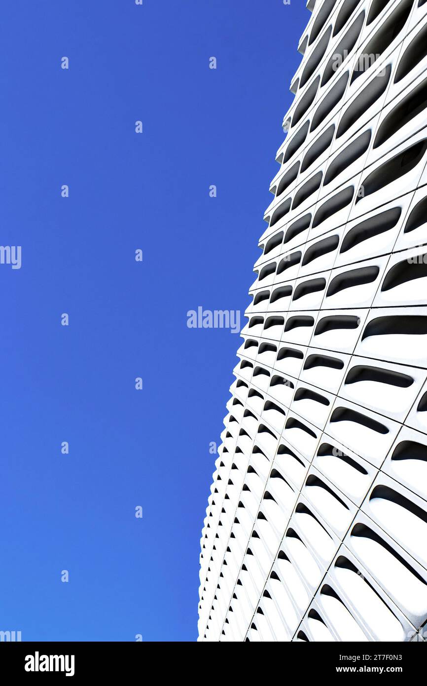 Abstract view looking up the sculptural facade of the Broad art gallery ...