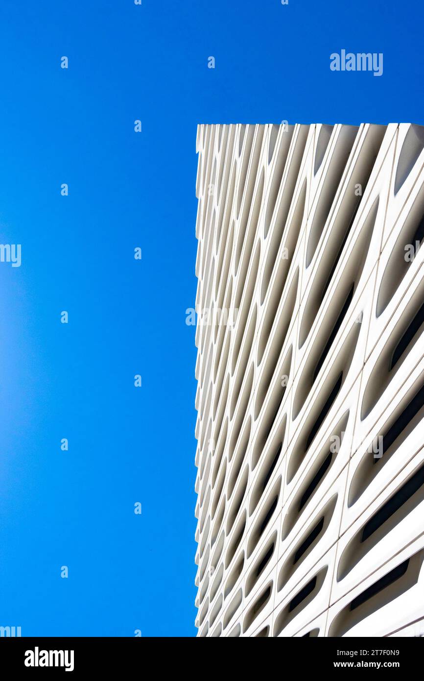 Abstract view looking up the sculptural facade of the Broad art gallery ...