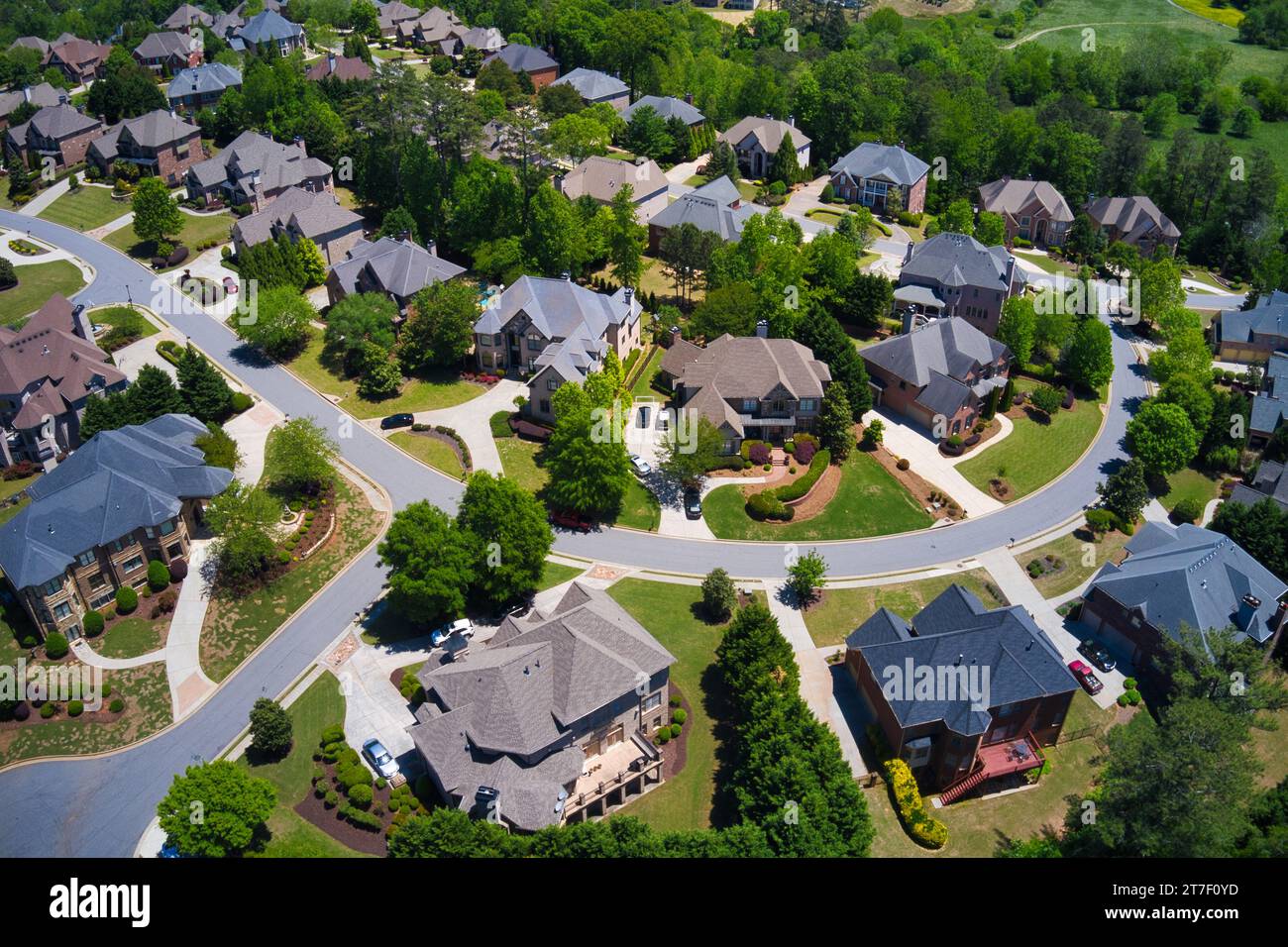 Aerial view of house cluster in a sub division in Suburbs in metro ...