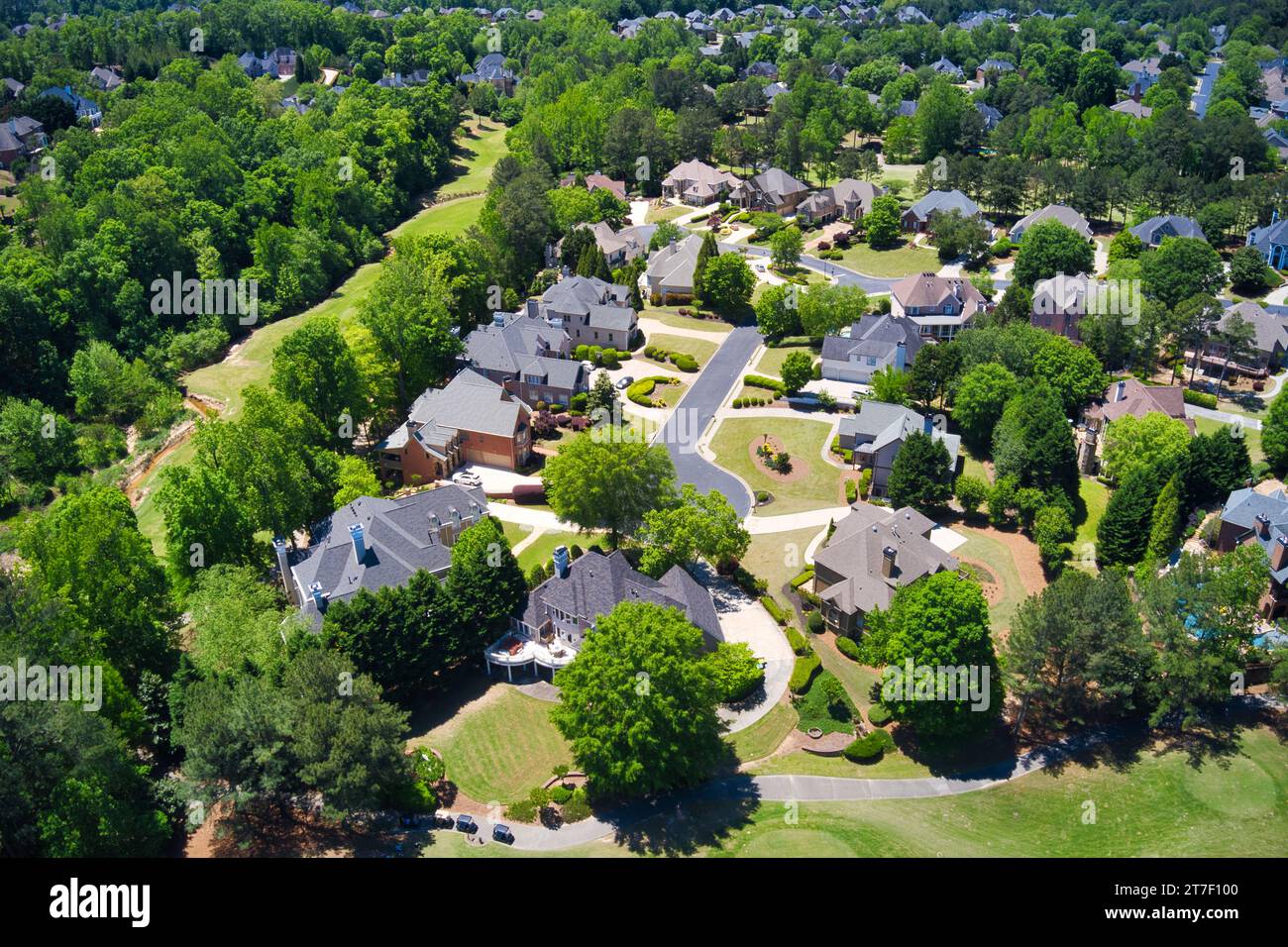 Aerial view of house cluster in a sub division in Suburbs in metro ...