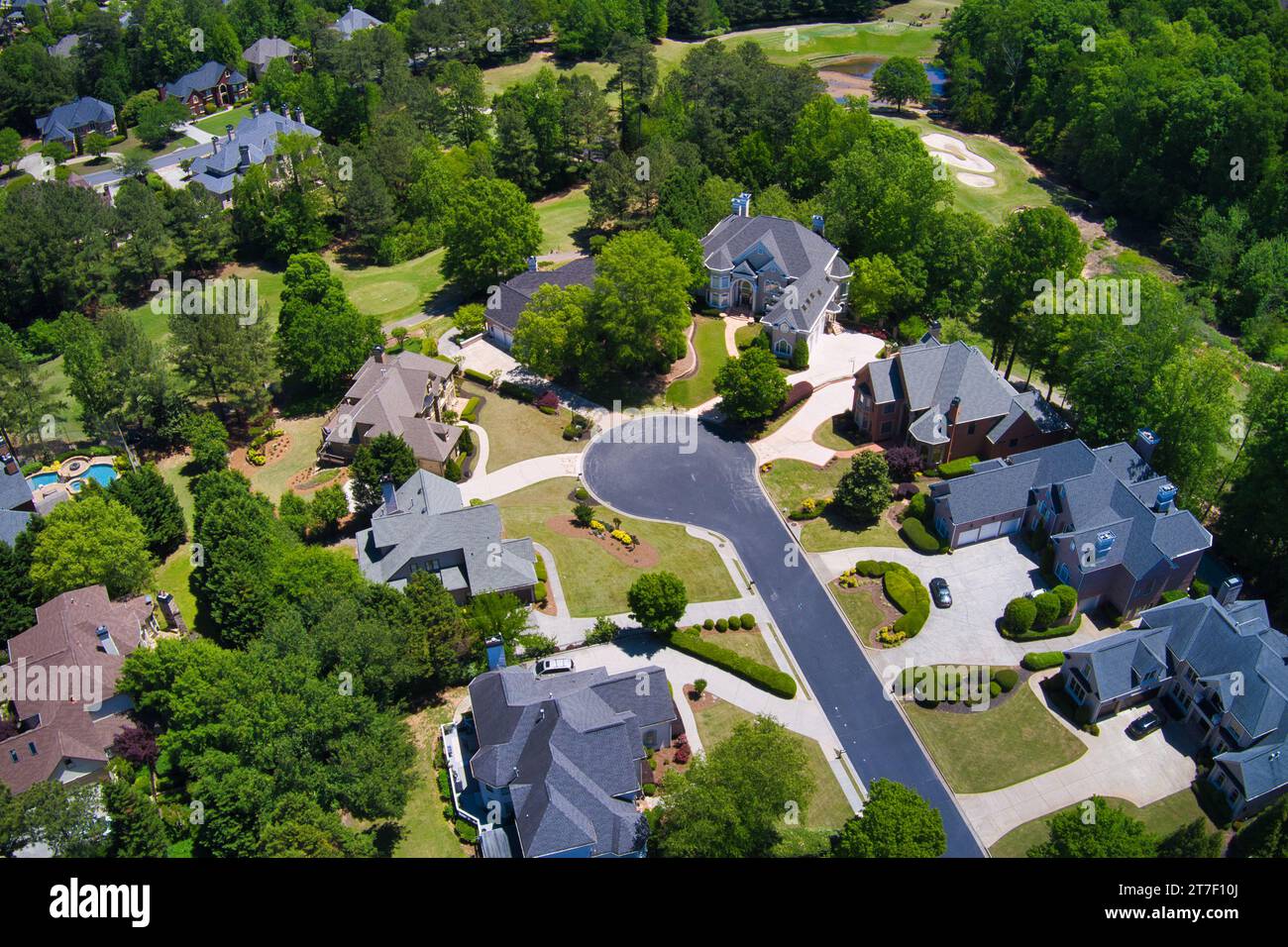 Aerial view of house cluster in a sub division in Suburbs in metro ...