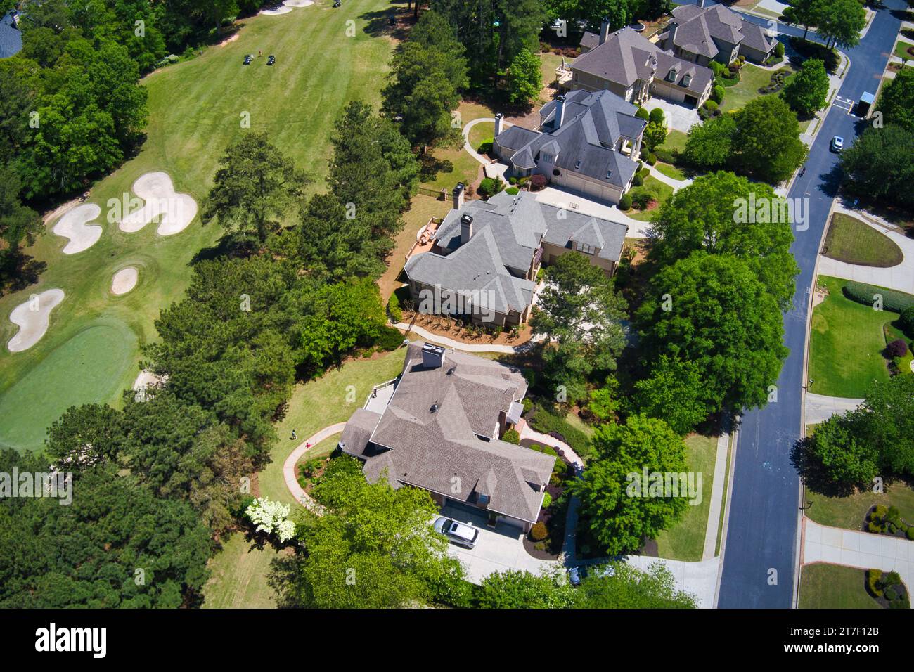 Aerial view of house cluster in a sub division in Suburbs in metro ...