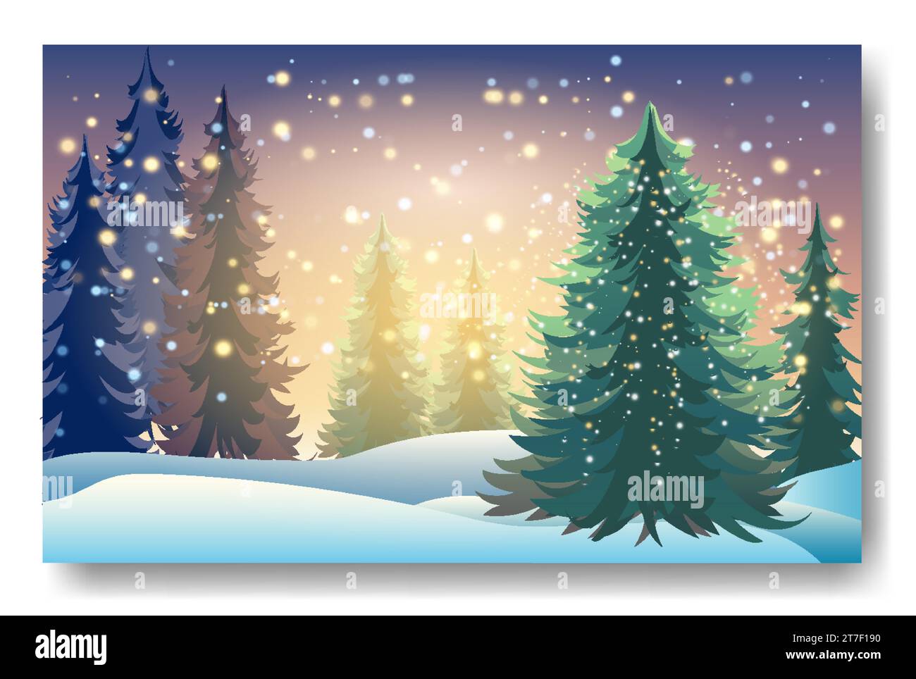 Winter background landscape with fir trees and pines in snow ...