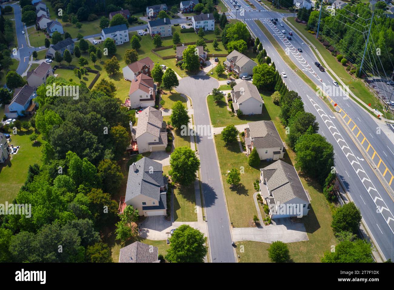 Aerial view of house cluster in a sub division in Suburbs in metro ...