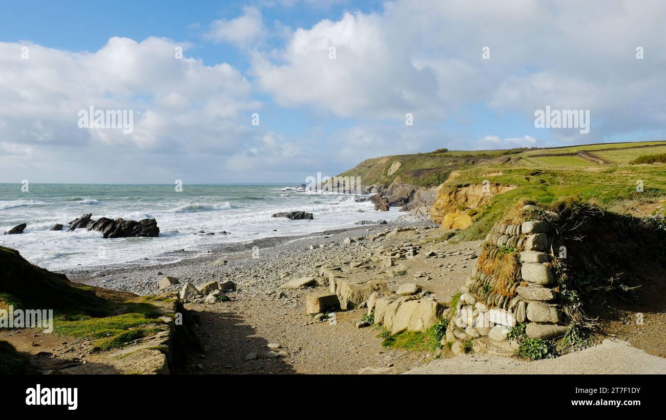 The beach at Dollar Cove, Gunwalloe, Cornwall, UK - John Gollop Stock ...