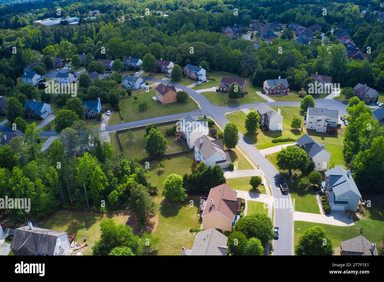 Aerial view of house cluster in a sub division in Suburbs in metro ...