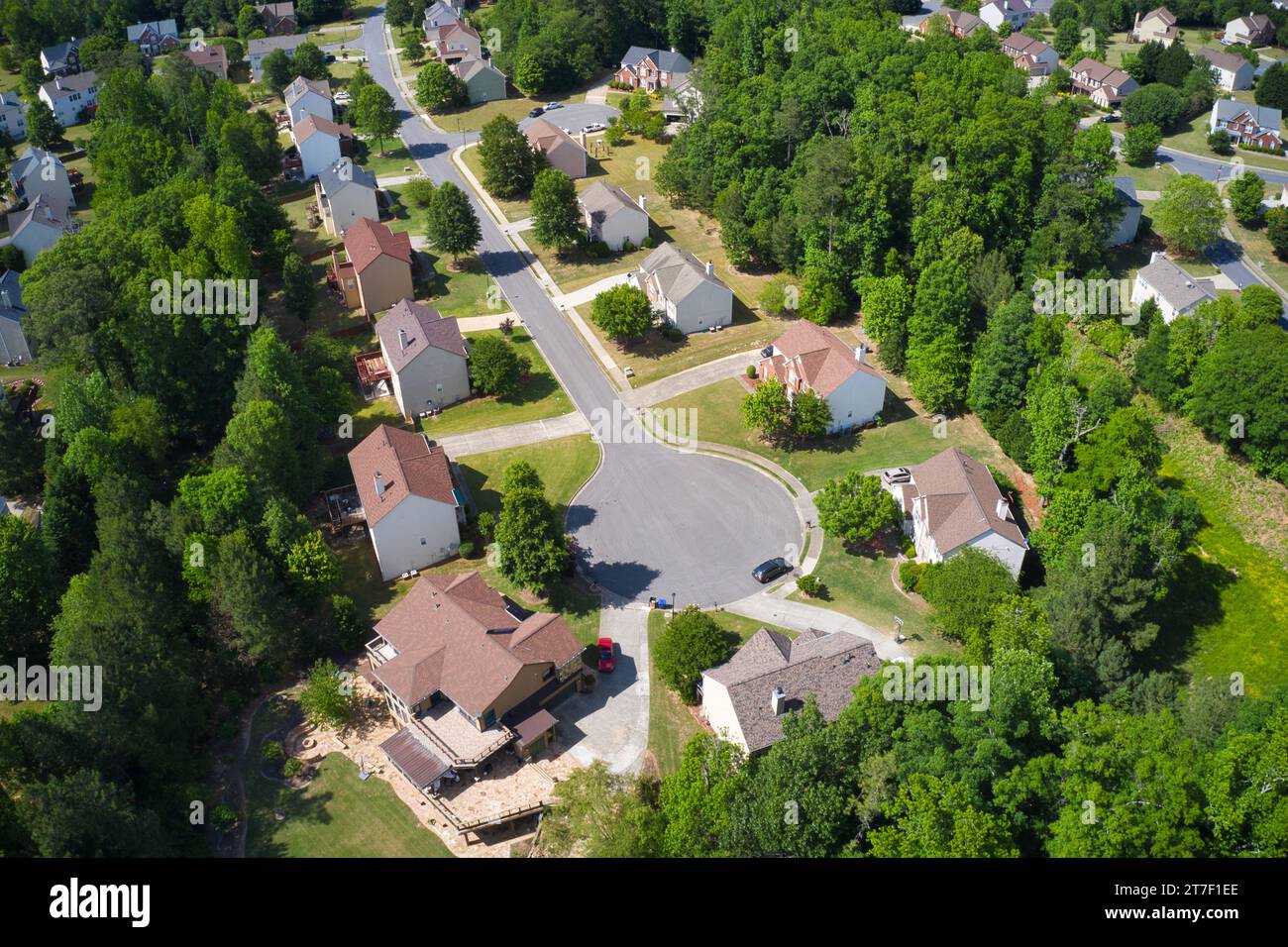Aerial view of house cluster in a sub division in Suburbs in metro ...