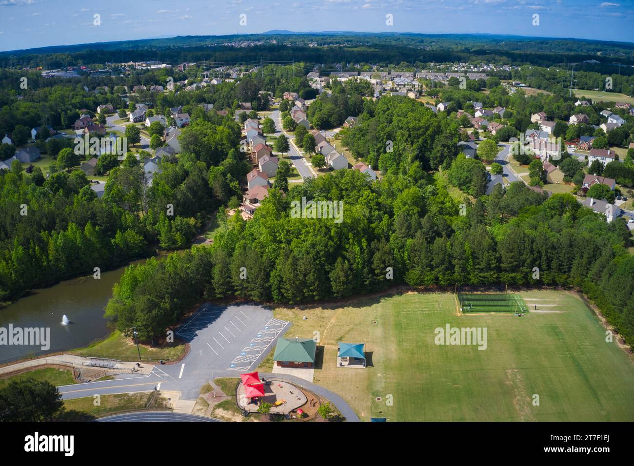 Aerial view of house cluster in a sub division in Suburbs in metro ...
