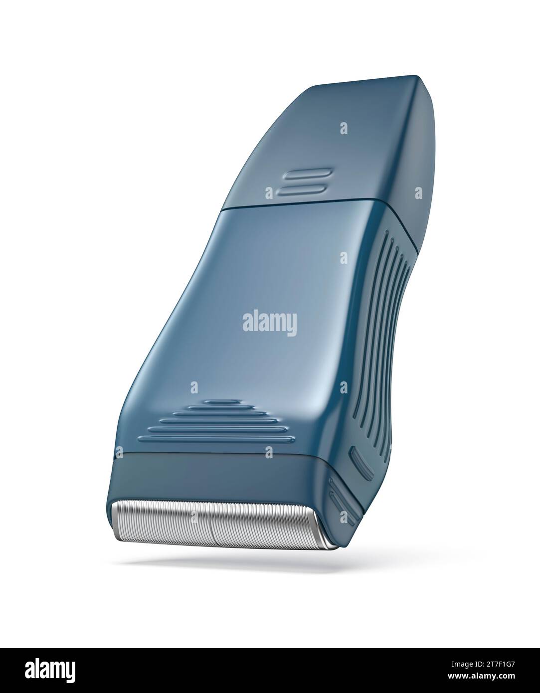 Modern blue electric shaver on a white background Stock Photo - Alamy