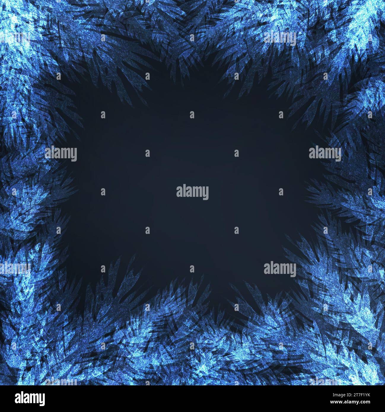 Winter square watercolor background. Hand drawn fir tree branches and ...